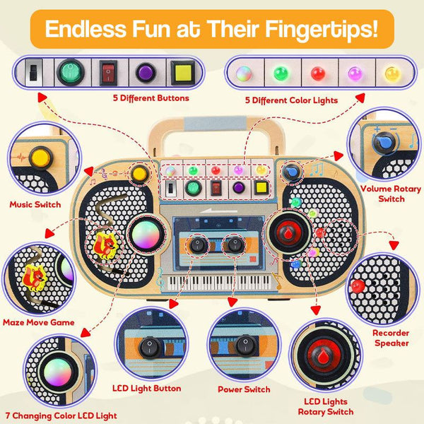 Wooden Mini LED Boombox - Little Learners Toys